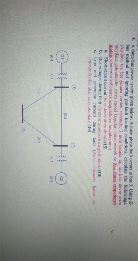 solved 3 a three bus power system given below a