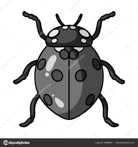 Значок божьей коровки в монохромном стиле выделен на белом фоне Векторная иллюстрация символов