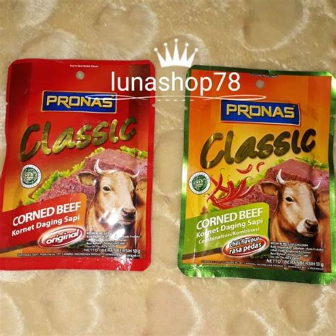 Jual Kornet Daging Sapi Pronas Classic Corned Beef Original Chili 50g