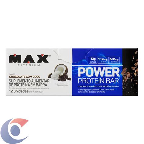 Barra De Proteína Power Protein Max Titanium Chocolate Com Coco 41g