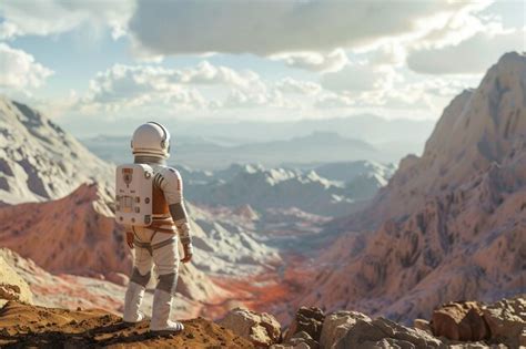 Premium Photo Astronaut Exploring An Alien Landscape Octane Rend