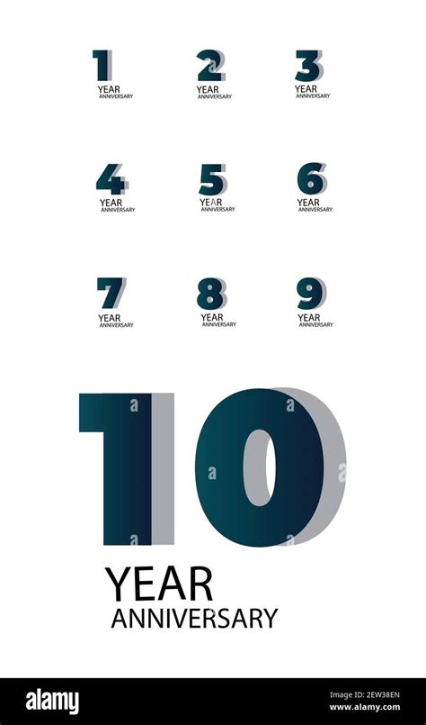 Set Year Anniversary Vector Template Design Illustration Blue Elegant