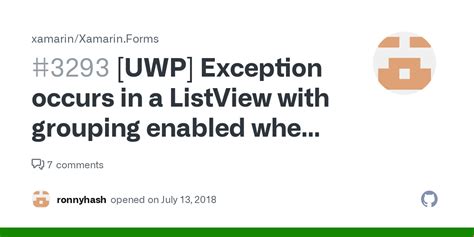 UWP Exception Occurs In A ListView With Grouping Enabled When It Is Contained In A Horizontal