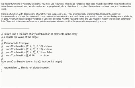 solved no helper functions or auxiliary functions you must