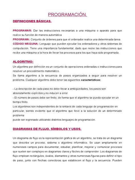 Teoría Programación Pdf Algoritmos Programación De Computadoras