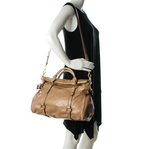 MIU MIU Vitello Lux Large Bow Bag Cammeo 139855