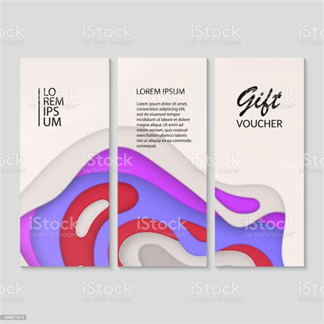 바우처 상품권의 집합입니다 화려한 추상 종이 잘라 배경 벡터 일러스트 레이 션 디자인 개성 개념에 대한 스톡 벡터 아트 및 기타