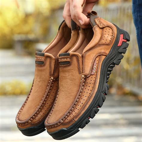 2019 Hot Men Comfortable Non Slip Hiking Shoes First Layer Cowhide