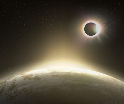 Illustration De La Vue De L éclipse Solaire Depuis L espace Avec La