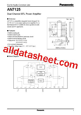 AN7125 Datasheet PDF Panasonic Semiconductor