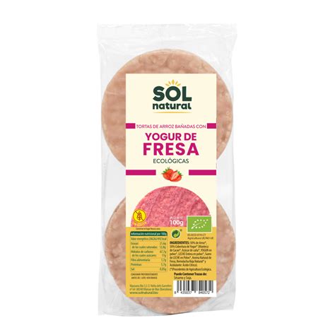 Tortitas de Arroz Bañadas con Yogur de Fresa Bio 100 g Sol Natural Bio Market
