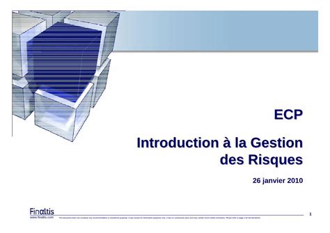 Pdf Ecp Introduction à La Gestion Des Risques Finaltis · Les