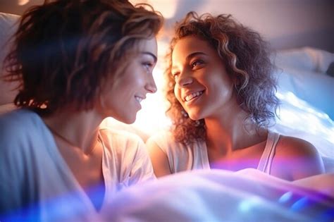 Premium Photo A Couple Of Women Showing Intimacy And Love Lying Next