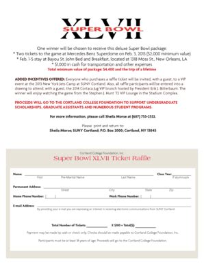 Fillable Online Www2 Cortland Raffle Form SUNY Cortland Www2