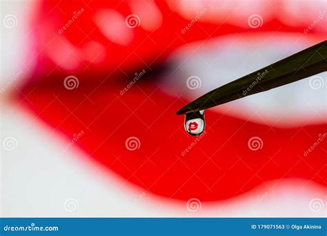 Lips In A Drop Beauty Red Lip Makeup Detail Sensual Open Mouth
