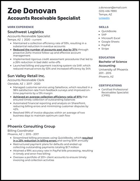 12 Accounts Receivable Resume Examples And Templates For 2025