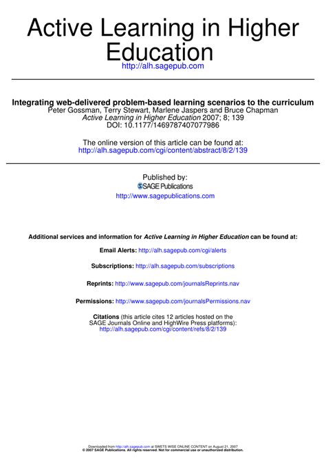 pdf integrating web delivered problem based learning scenarios to the