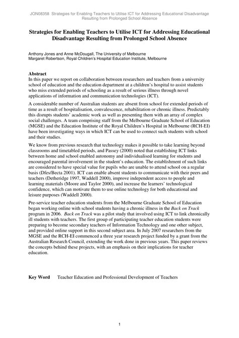 Pdf Jon08358 Strategies For Enabling Teachers To Utilise Ict For Addressing Educational