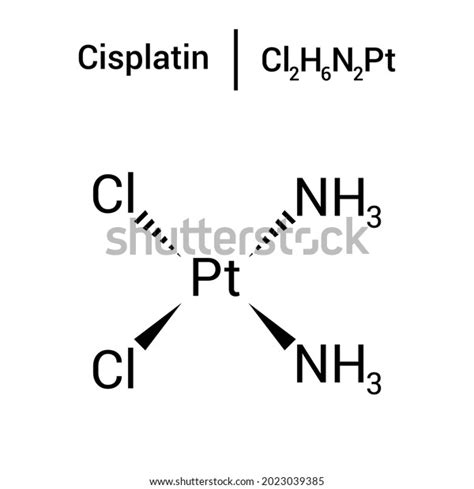 Chemical Structure Cisplatin Cl2h6n2pt เวกเตอร์สต็อก ปลอดค่าลิขสิทธิ์