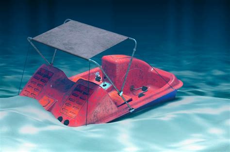 Premium Photo Paddle Boat On Ocean Bottom Underwater 3d Rendering