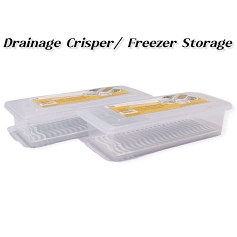 Big166 Drainage Crisper Freezer Storage Box Kitchen Rectangle
