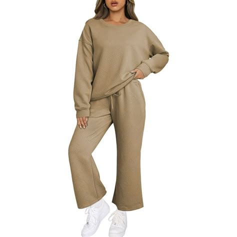 Aleumdr Womens 2 Piece Outfits Sets Oversized Long Sleeve Textured