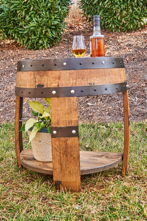 Half Whiskey Barrel Side Table Natysdeco