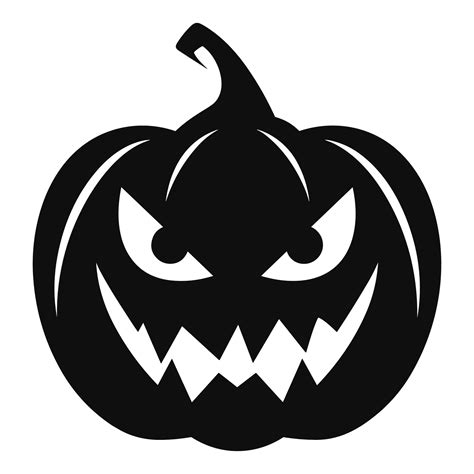 A Scary Pumpkin Vector Silhouette Isolated On A White Background