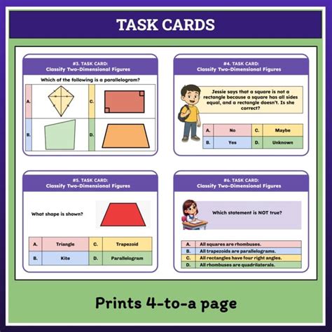 Teks Math 55a Task Card Classify Two Dimensional Figures By
