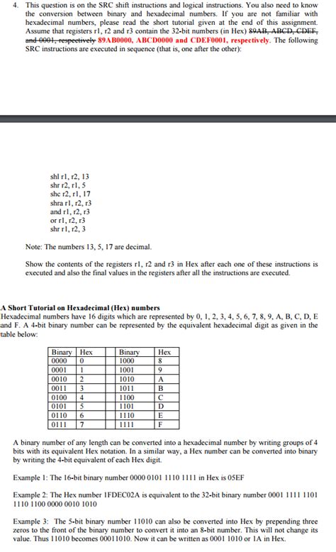 4 this question is on the src shift instructions and