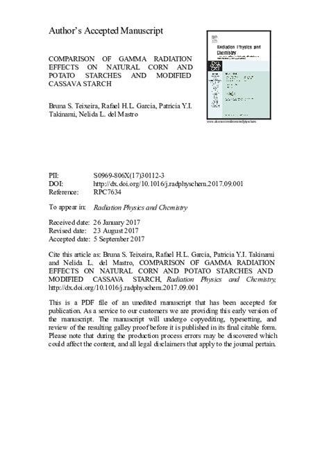 Pdf Comparison Of Gamma Radiation Effects On Natural Corn And Potato
