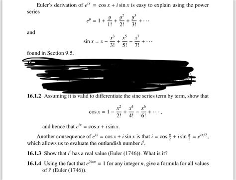 Solved Euler S Derivation Of Eix Cosx Isinx Is Easy To Chegg