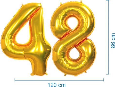Folie Ballon Cijfer 48 Jaar Goud Verjaardag Versiering Helium Cijfer