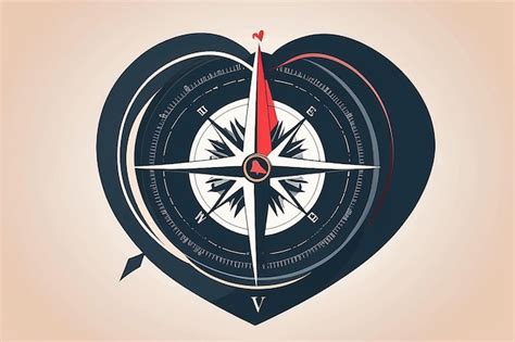 Premium Photo Heart Compass Discovery Flat Vector Illustration