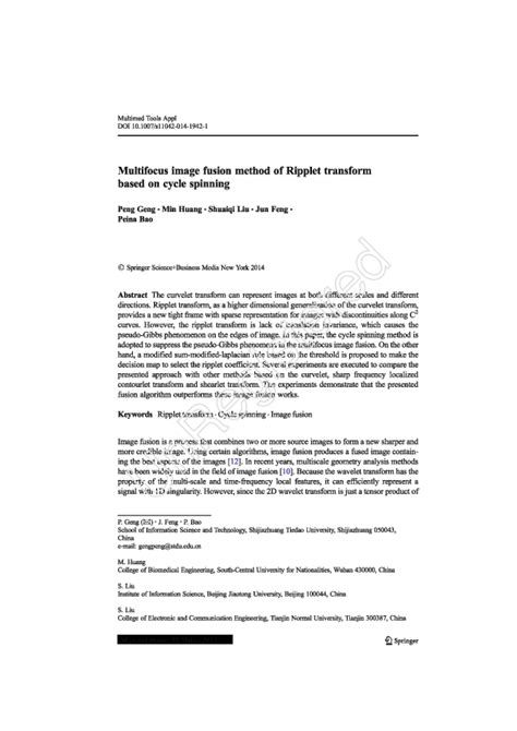 pdf multifocus image fusion g peng
