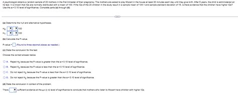 Solved Use the α level of significance Complete parts Chegg com