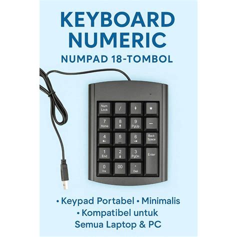 Jual Keyboard Numeric Numpad 18 Tombol Keypad Portabel Minimalis And Kompatibel Untuk Semua