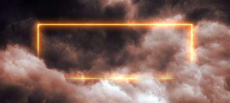 3d 렌더링 추상 최소 배경 복사 공간이 있는 노란색 파란색 네온 조명 사각형 프레임 조명된 폭풍우 구름 빛나는 기하학적 모양 0명에 대한 스톡 사진 및 기타 이미지