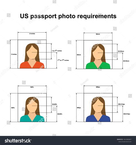 Us Passport Photo Requirements Standard Correct Stock Vector Royalty