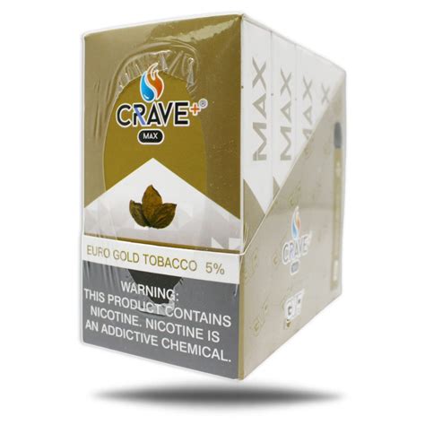 Crave Plus Max Disposable 2500pf Euro Gold Tobacco 5 Nic Box Of 10