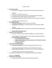 Chapter Notes Chapter Notes Demand Forecasting O A Forecast Is An Estimate Of Future
