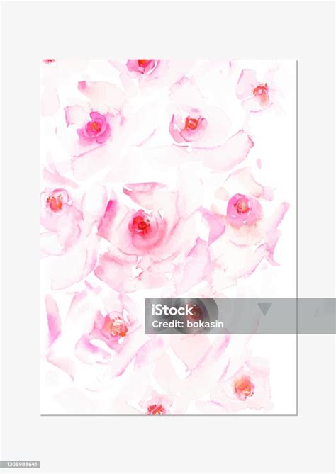 그런지 추상적 배경에 템더 핑크와 붉은 색으로 손으로 그린 수채화 장미 꽃 0명에 대한 스톡 벡터 아트 및 기타 이미지 0명 개화기 결혼식 Istock