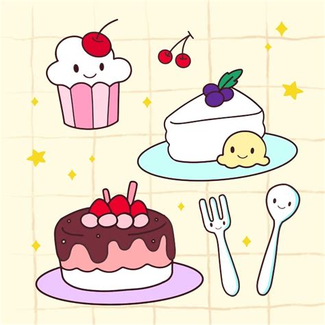 Premium Vector Cakecute Doodle Cake Vector Illustration