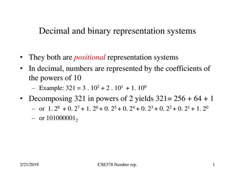 Decimal And Binary Representation Systems Ppt Download