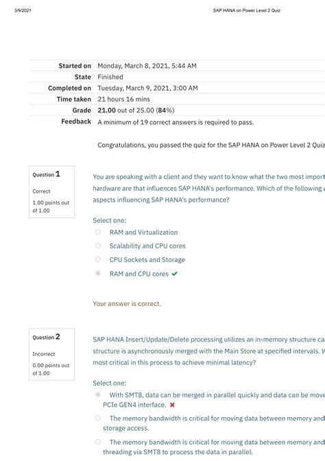 sap hana on power level 2 quiz engieering h2 stuvia us