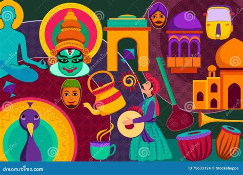 Collage Displaying Rich Cultural Heritage Of India Stock Vector