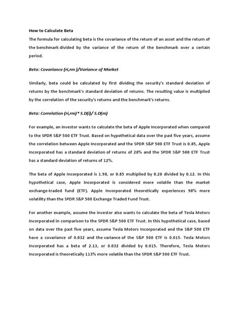 How To Calculate Beta Pdf