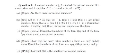 question 1 a natural number n 2 2 is called