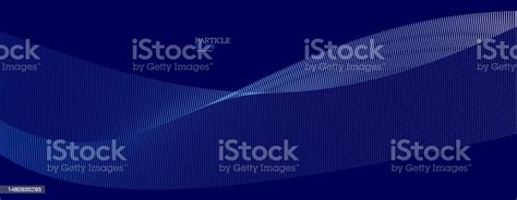 모션 다크 벡터 추상 배경의 파란색 점 입자 배열 물결 모양의 흐름 움직임의 포인트의 곡선 선 기술 및 과학 일러스트레이션 3