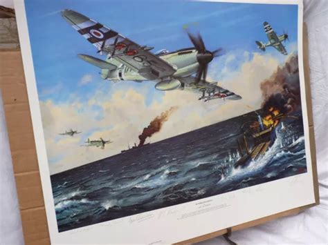 Royal Navy Raf Fleet Air Arm Korean War Seafire Artist Signed Print